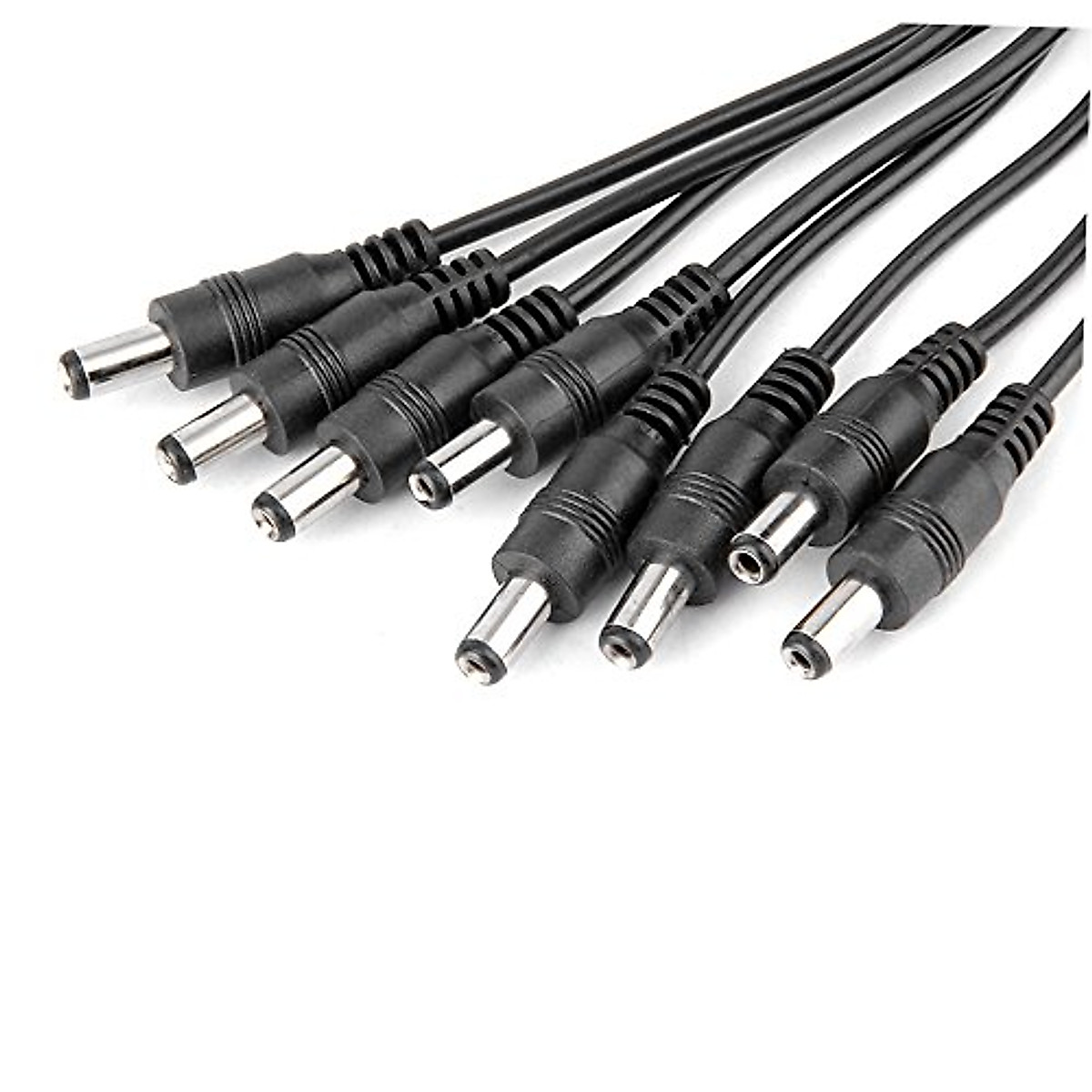 exgoofit 2-Pack DC 1 Female to 8 Male Output Power Splitter Cable Y Adapter for CCTV Security Cameras and LED Strip Lights