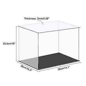 MECCANIXITY Acrylic Display Case Plastic Box Cube Storage Box Clear Small Assemble Dustproof Showcase 14.1x10.2x10 Inch for Collectibles Items