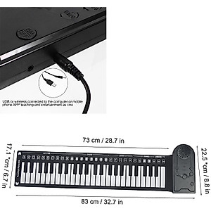 Roll Up Piano,49 Keys Electric Piano Keyboard,Portable Keyboard Piano,Keyboard Piano for Beginners(Black)