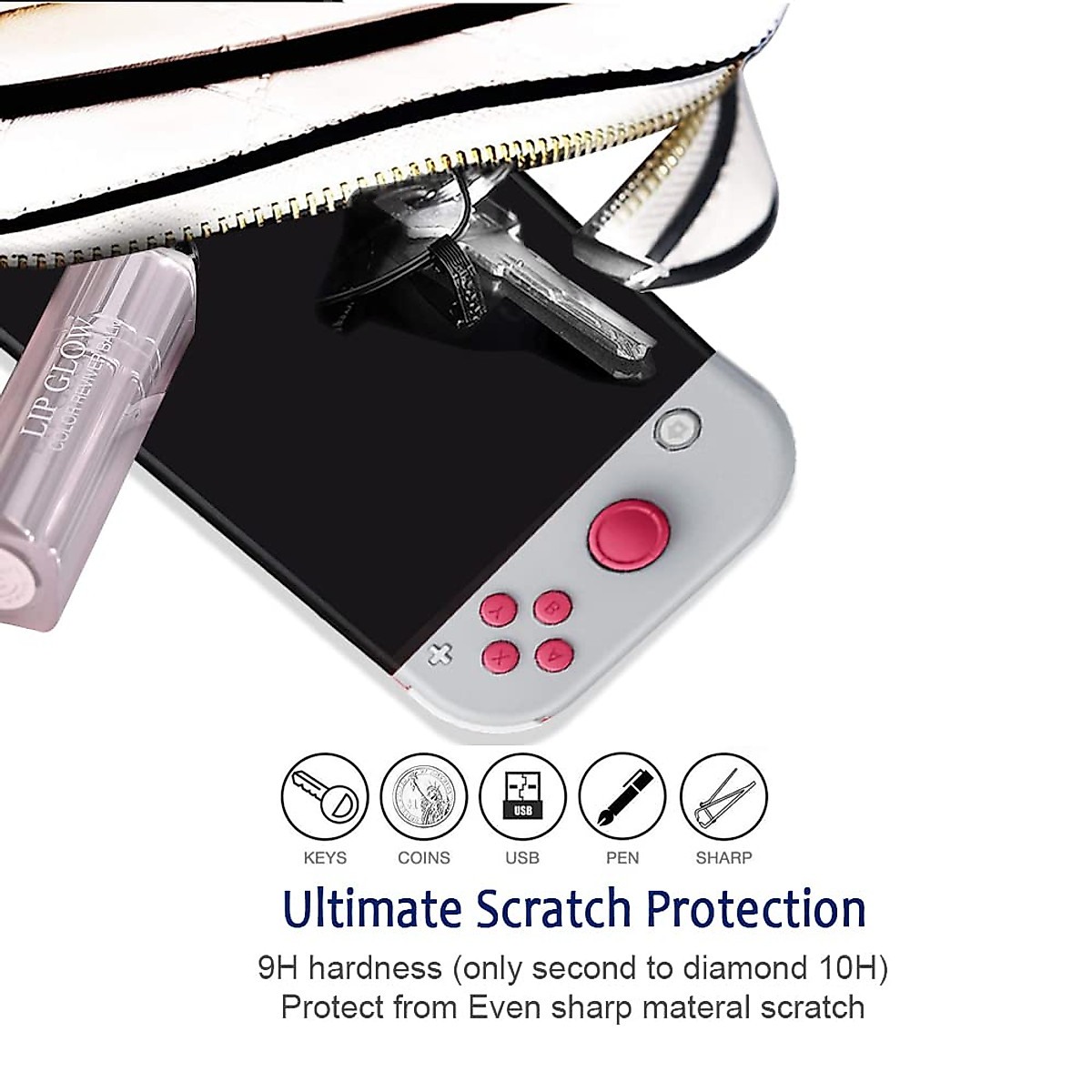 POOX】Glass Screen Protector for Nintendo Switch OLED, Anti Blue light UV Ray tempered glass Protection film Eyes Protect Profession For game Super HD Anti Fingerprint, scratch resistance(2-PACK)