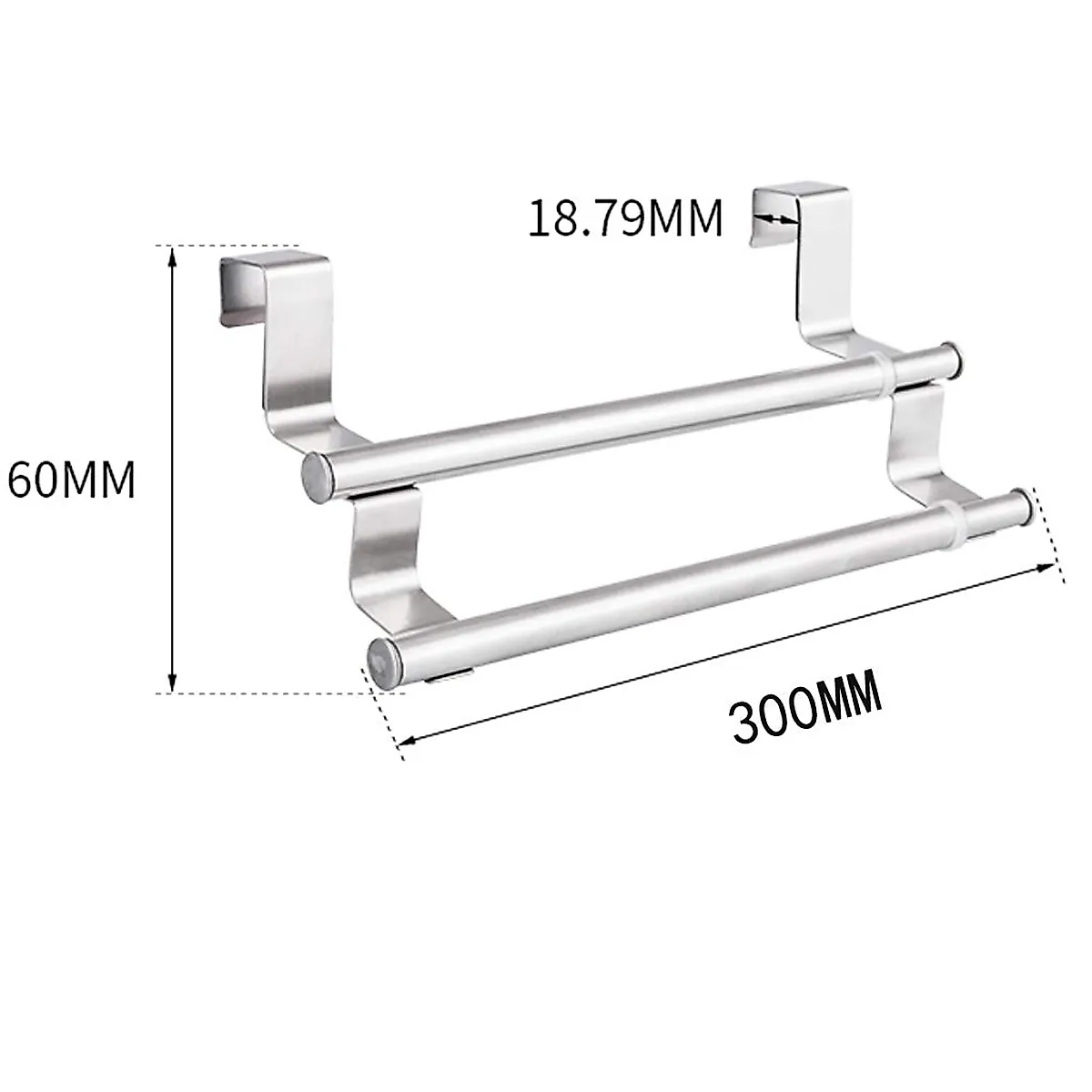 INDYAH Towel Racks，Double Tea Towel Holder for Hanging Over The Kitchen Cupboard Door - Towel Rack - No Drilling Necessary - Also Suitable As a Bath Towel Holder