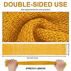 Geiserailie African Long Bathing Net Sponge Long Shower Body Scrubber Back Scrubber Skin Smoother Net Bathing Sponge for Daily Use or Stocking Stuffer(Yellow)