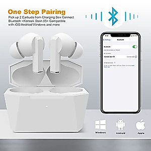Konnek Stein Wireless Earbuds Bluetooth 5.0 Headphone, Type-C Charging Case 320mAh, Touch Control, Built-in Mic Active Noise Cancelling True Wireless Earbud - White, (ePRO-AE05-WH-KS-US)