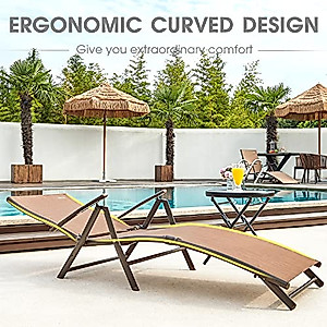 NATURAL EXPRESSIONS Outdoor Chaise Lounge Chairs for Outside, Aluminum Patio Lounger Pool Furniture Adjustable Folding Recliner Chair for Beach, Backyard,Lawn,Poolside Supports 300 lbs