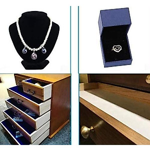 LEMGUBKP Self Adhesive Velvet Felt Fabric, Velvet Drawer Liner, DIY Velvet Fabric for Art & Crafts, Jewelry Box Felt Liner, Solid Color Felt 17.7" x 118"(Blue)