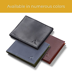 Allett Sport Wallet, Midnight Blue | Leather, RFID Blocking | Slim, Minimalist, Bifold Wallet, Thin, Front Pocket | Holds 2-10+ Cards, Bills | Wallets for Men & Women | Made in the USA