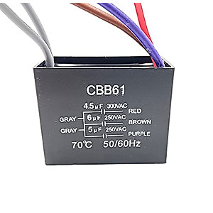 New CEILING FAN CAPACITOR CBB61 4.5uf + 6uf + 5uf 5 WIRE 250V