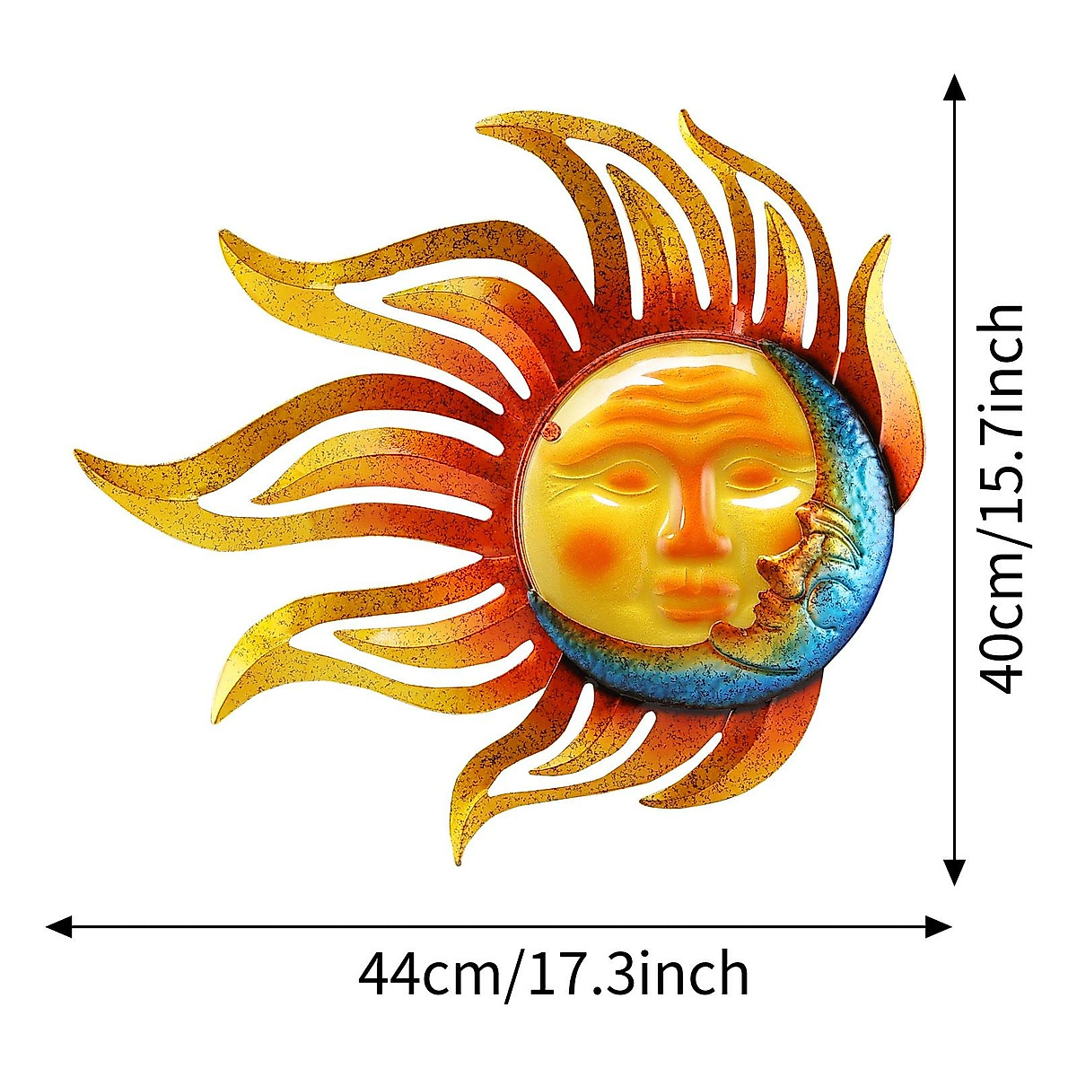 wotieuns Metal Sun Wall Decor Outdoor Garden Fence Art Sun Moon Wall Art Hanging Lndoor Living Room Yard Home Wall Sculpture