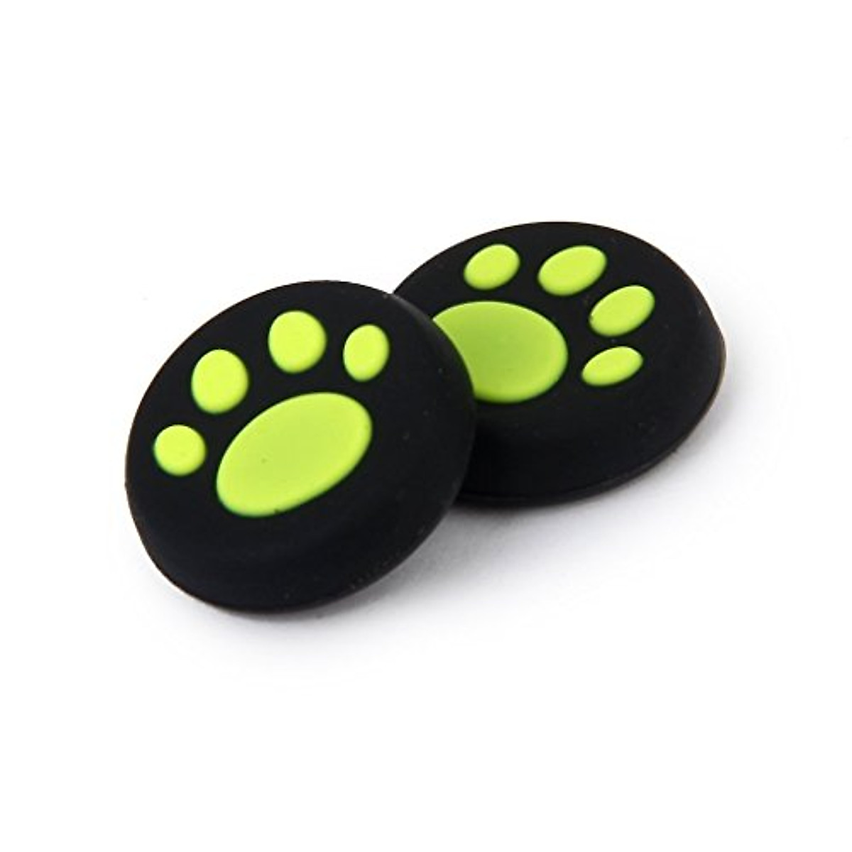 Ambertown Analog Silicone Thumb Stick Grips Cap Joystick ThumbSticks Caps Cover for PS4 PS3 Xbox One Xbox 360 PS2 Game Controllers (2 x Green Cat Dog Paw)