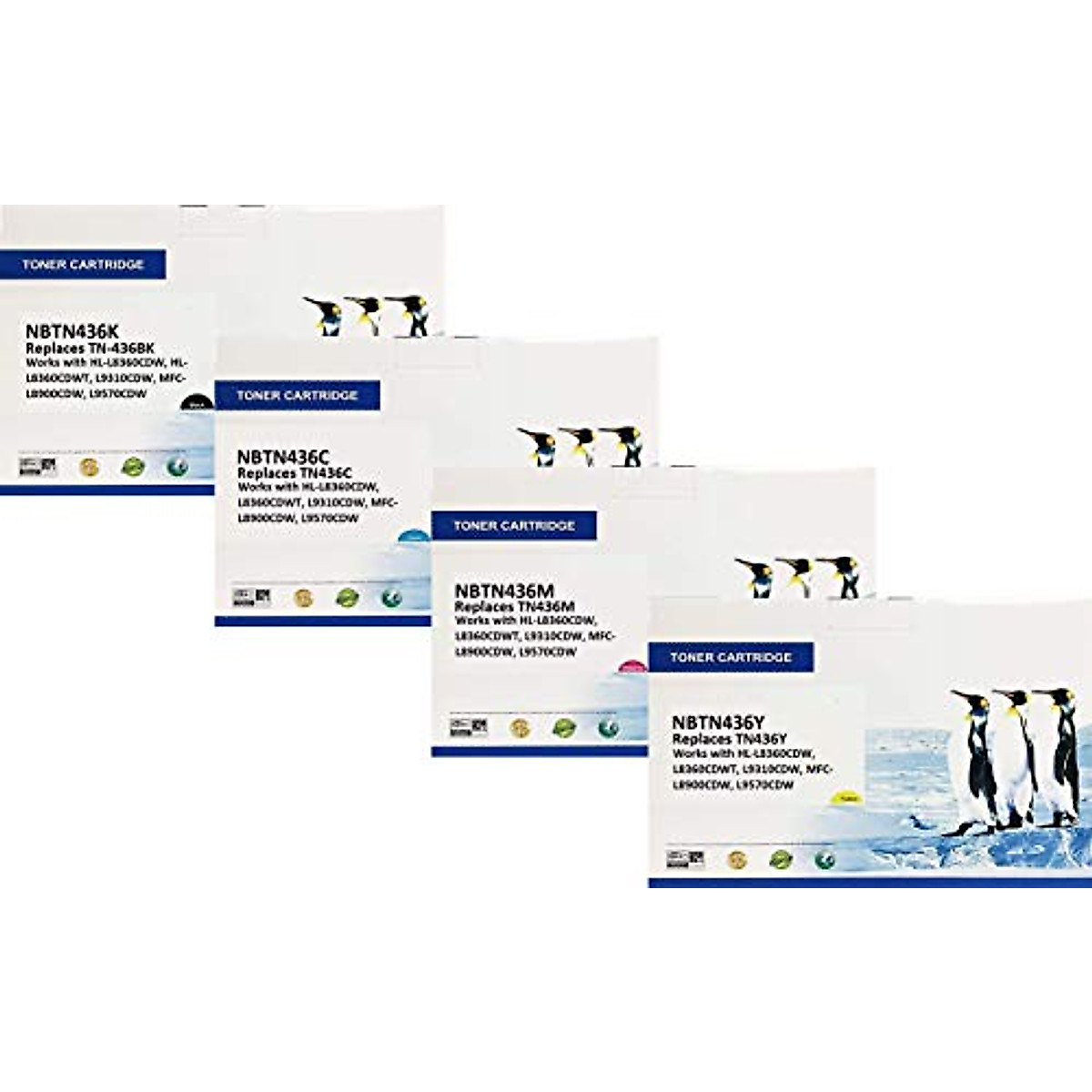 Search4Toner Compatible Replacement for Brother TN436, Black, Cyan, Yellow, Magenta, Full Set, Lower Cost Alternative to Brother Brand, Overall Defect Rates Less Than 1%