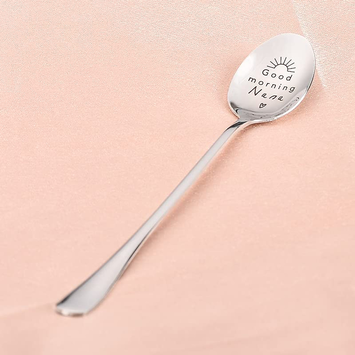 Grandma Nana Gigi Birthday Gifts Spoon for Women Mothers Day Yaya Gifts from Grandkids - Good Morning Nana Christmas Gift for Mom Grandma Nanas Engraved Coffee Cereal Handle Spoons Long Teaspoons