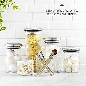 JoyJolt Kitchen Canister Set. 6 Glass Jars with Lids (Stainless Steel) Lids. Airtight Food Storage Containers for Pantry or Counter. Versatile Pantry Organization, Sugar Container or Cereal Canisters