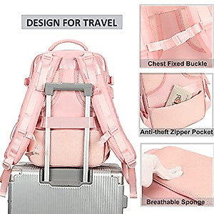 Travel Backpack for Women Men 17 Inch Laptop Backpacks with USB Port Carry on Bag Airline Approved Large College School Bookbags Waterproof Work Business Sport Rucksack Casual Daypack (Pink)
