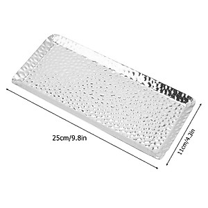 Pastry Serving Tray, Widely Applicable Dishwasher Safe Hammered Multi Purpose Mirror Surface Serving Platter for Home(Silver)