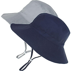 Toddler Bucket Hat Sun Protection Baby Hats 6-12 Months,12-24 Months 2pack Navy/Grey