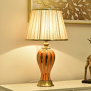 GaRcan Bedroom Bedside Lamp Porcelain Table Lamp with Pleated Fabric Lampshade Modern Living Room Desktop Lamp Mid Century Art Deco Mini Floor Lamps Night Lights for Kids Room