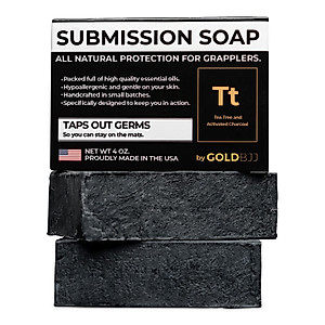 Premium Tea Tree Oil Soap - USA Made Bar Soap for BJJ, Jiu Jitsu, Wrestling, and Grappling (2-Pack of 4 Ounce Soap Bars, Activated Charcoal)