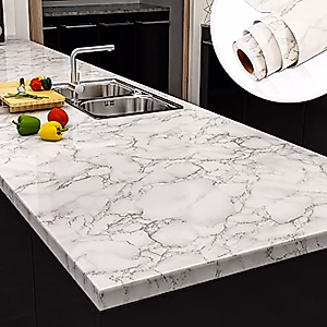 YENHOME Waterproof Contact Paper for Bathroom Countertops Kitchen Countertop Peel and Stick Contact Paper Grey Marble Contact Paper Peel and Stick Wallpaper Gloosy Counter Top Stick Paper 17.7"X200"