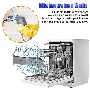 MOSTWOGO Silicone Magnetic Stove Top Shelf, 30" Length Magnetic Spice Rack Over the Stove, Heat Insulated Kitchen Gadgets - Zero Installation, Baffles All Around, Non-Slip Spice Shelf (Grey)