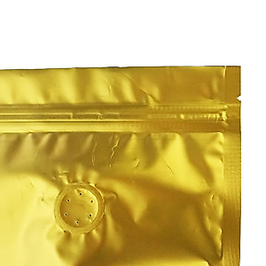 QQ Studio Foil Coffee Packaging Bags with Zipper and Degassing Valve for Whole and Ground Coffee (Gold, 18.5oz (Pack of 50 Bags))