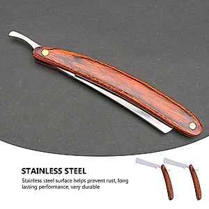 HEALLILY 2Pcs Straight Razor Vintage Folding Shaving Razor Manual Shaver Old Fashion Beard Shaver with Wood Handle Barber Shaver Tool