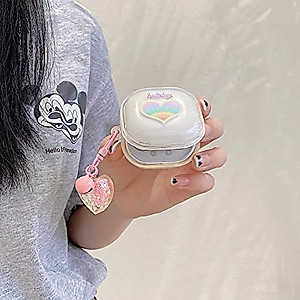 XBS-Better Silicone Transparent Heart Shockproof Case with Pendant for Samsung Galaxy Buds 2 Case (2021)/Galaxy Buds Pro Case (2021)/Galaxy Buds Live Case (2020)