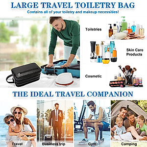 Multi Pockets Toiletry-Bag for Women Men Travel Essentials,Travel-Makeup-Bag Leather Hanging Travel Bag for Travel Size Toiletries,Travel-Accessories,Dorm Room Essentials,Cosmetic Makeup Organizer Bag