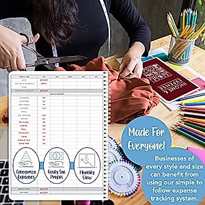 BookFactory Income and Expense Log Book/Tracker/Small Business Ledger Book/Accounting & Bookkeeping Ledger Log Book/LogBook 108 Pages - 8.5" x 11" Wire-O (LOG-108-7CW-PP-(IncomeExpense)-BX)