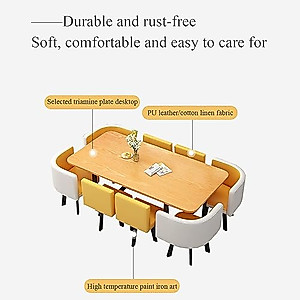Dining table set,Table Sets for 6,7 Piece Kitchen Table and Chairs Set for 6 Person,dining room table,Suitable for living room,restaurant,cafe,leisure reception desk and chair combination ( Color : Ro