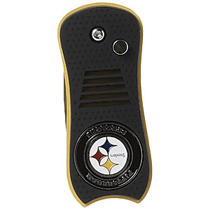 Team Golf NFL Pittsburgh Steelers Retractable Divot Tool with Double-Sided Magnetic Ball Marker, Features Patented Single Prong Design, Causes Less Damage to Greens