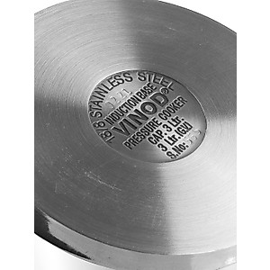 Vinod Pressure Cooker Stainless Steel – Inner Lid - 3.5 Liter – Sandwich Bottom – Indian Pressure Cooker – Induction Friendly Cooker – Best Used For Indian Cooking, Soups, and Rice Recipes, Quinoa