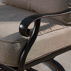 Oakland Living Aluminum Outdoor Swivel Club Finish with Thick Tan Polyester Cushions (Set of 2) Deep Seating Rocking Chairs, Antique Copper