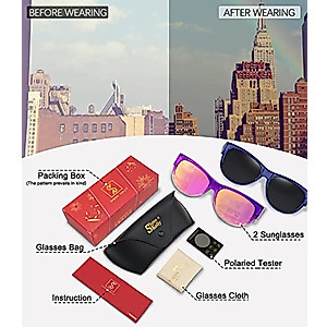 SHEEN KELLY 2PCS Oversized Polarized Fit Over Sunglasses Women Men TR90 Mirrored Over Glasses Cat Eye Driver Goggles