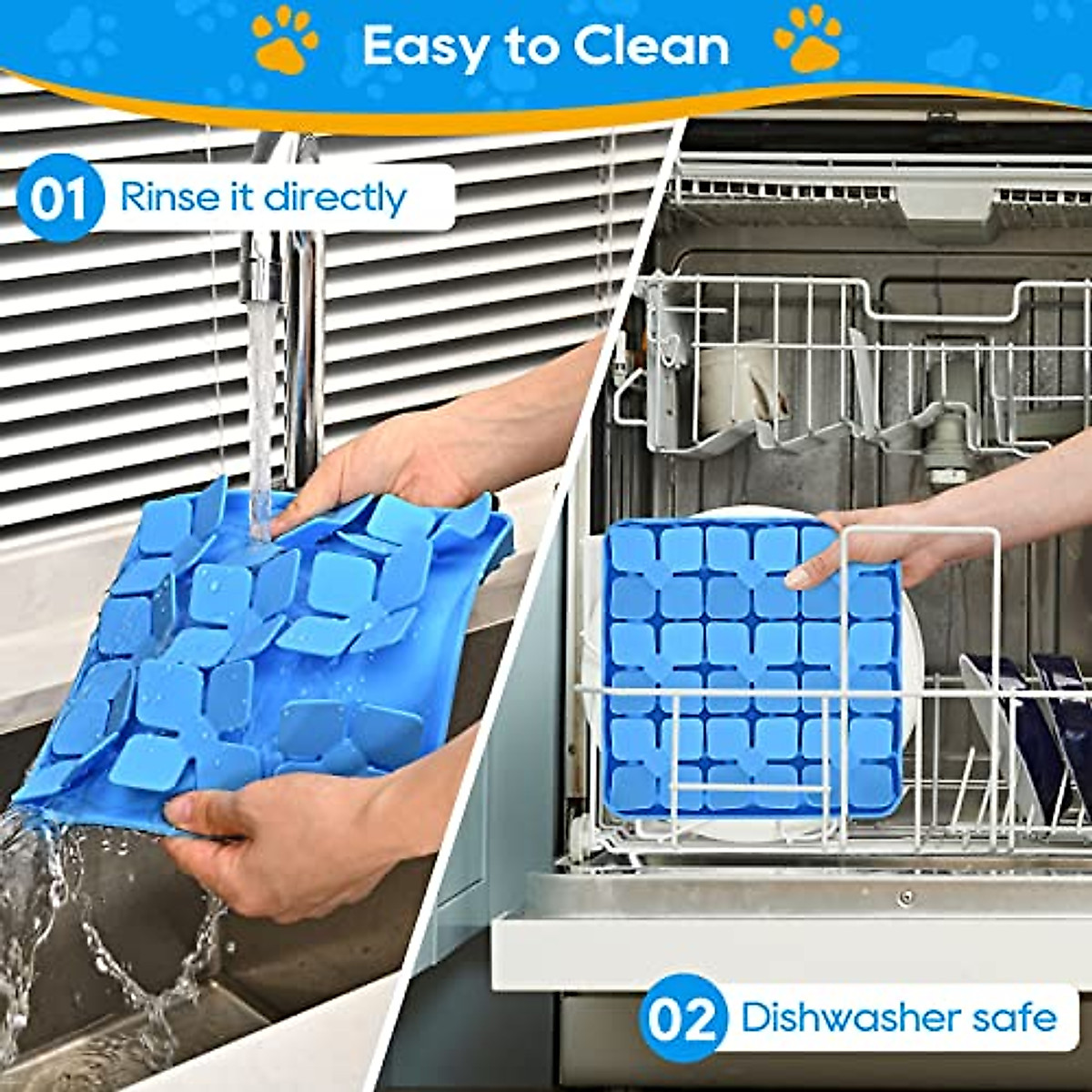 Silicone Snuffle Mat for Dogs, Slow Feeder Dog Bowls, OurMiao Dog Sniff Mat Lick Mat for Smell Training Slow Eating (Blue)