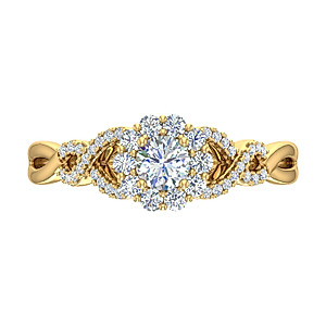 FINEROCK 1/2 Carat Prong Set Diamond Twisted Engagement Ring in 14K Yellow Gold (Ring Size 5.25)