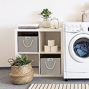 LoforHoney Home Bundle- Storage Bins with Cotton Rope Handles, Light Gray, Large 4-Pack & XLarge 2-Pack