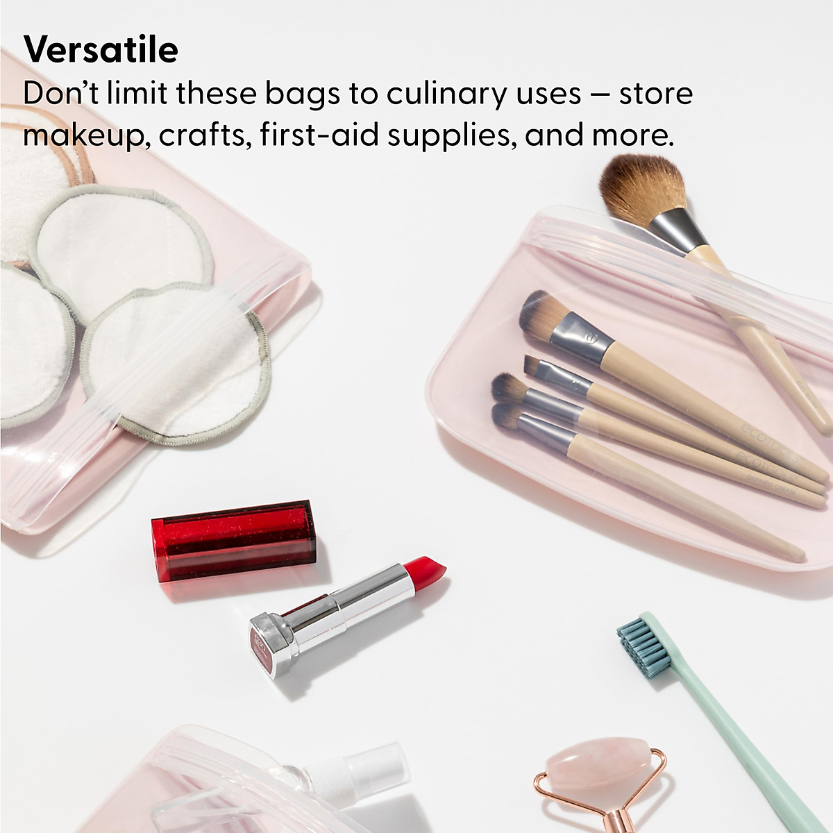 W&P Porter Snack Bag 100% Silicone Reusable Food Storage Bag | 10 oz Flat - Cream | Cook, Store, or Freeze | Easy Cleaning, Dishwasher-Safe