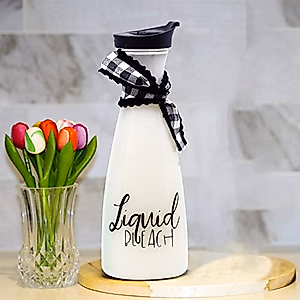 AMP Premier Products Decorative Laundry Detergent Dispenser Bottle - for Laundry Liquid Bleach, Soap, Fabric Softener - Light, Shatterproof Containers, Easy Pour Function - Laundry Room Organization