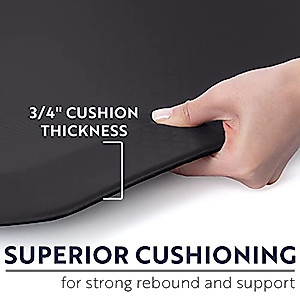 KANGAROO Thick Ergonomic Anti Fatigue Cushioned Kitchen Floor Mats, Standing Office Desk Mat, Waterproof Scratch Resistant Topside, Supportive All Day Comfort Padded Foam Rugs, 32x20, Black