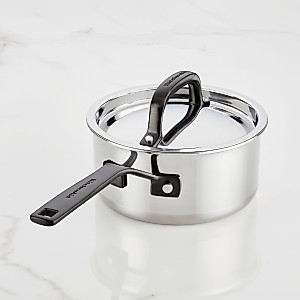 KitchenAid 5-Ply Clad Induction Sauce Pan with Lid, 1.5 Quart, Polished Stainless Steel