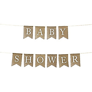Andaz Press Real Burlap Fabric Pennant Hanging Banner Baby Shower, Pre-Strung, No Assembly Required, 1-Set
