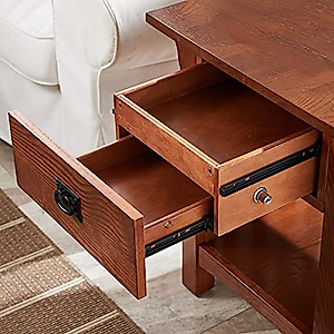 Leick Home 8222-SC Mission Impeccable End Table with Locking Secret Compartment, Made with Solid Wood, Side Table for Living Rooms, Medium Oak Finish