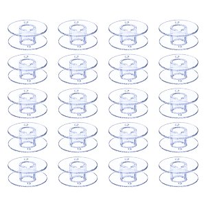 Hekisn Sewing Machine and Embroidery Bobbins, SA156 Bobbins for Brother, Class 15 Transparent Sewing Bobbins (20 Pack)