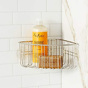 Spectrum Diversified Contempo Corner Bathroom Caddy, Rust-Resistant Bath Organizer for Soap & Shampoo Storage, Stainless Steel Shower Basket with Suction Cups