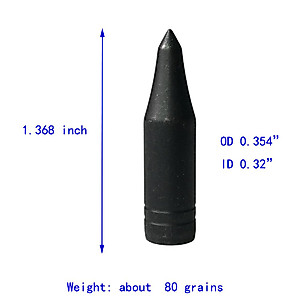 ZSHJGJR 24pcs Archery Arrow Field Points Glue on Target Practic Arrowheads 80 Grain Replacement Arrow Tips ID 8mm for Wood Bamboo Fiberglass Arrows (Black)