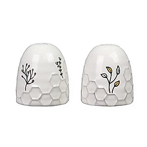 Honey Bee Ceramic Salt and Pepper Shakers, Unique Honeycomb Salt & Pepper Shaker Set for Kitchen Counter Home Decor Accents