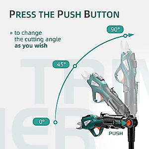 MELLCOM Electric Pruning Shears, Cordless Pruning Shears with 5.1/6.6 Ft High Telescopic Pole, Lithium Battery Powered, with Safety Protection, Green