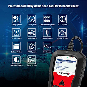KONNWEI KW360 Full System OBD2 Diagnostic Scanner for Mercedes Benz Code Reader Automotive Check Engine Light EPB ABS SRS OBDII Scan Tool Oil Throttle Position Adaption Brake Pad Reset Tool