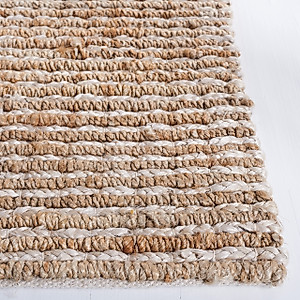 Safavieh Natural Fiber Collection Area Rug - 5' x 8', Natural & Ivory, Handmade Farmhouse Jute, Ideal for High Traffic Areas in Living Room, Bedroom (NF750B)