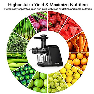 Juicer Machines, NXONE Slow Masticating Juicer, Cold Press Juicer Extractor with Queit Motor/Not Break, Not Jammed, Slow Juicer Easy to Clean, 3-Speed Modes for High Nutrient Vegetables & Fruits